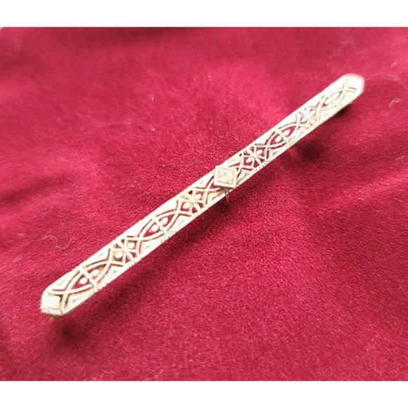 Vintage | Jewelry | 4k Gold Scarf Pin Brooch With Diamond Accent ...